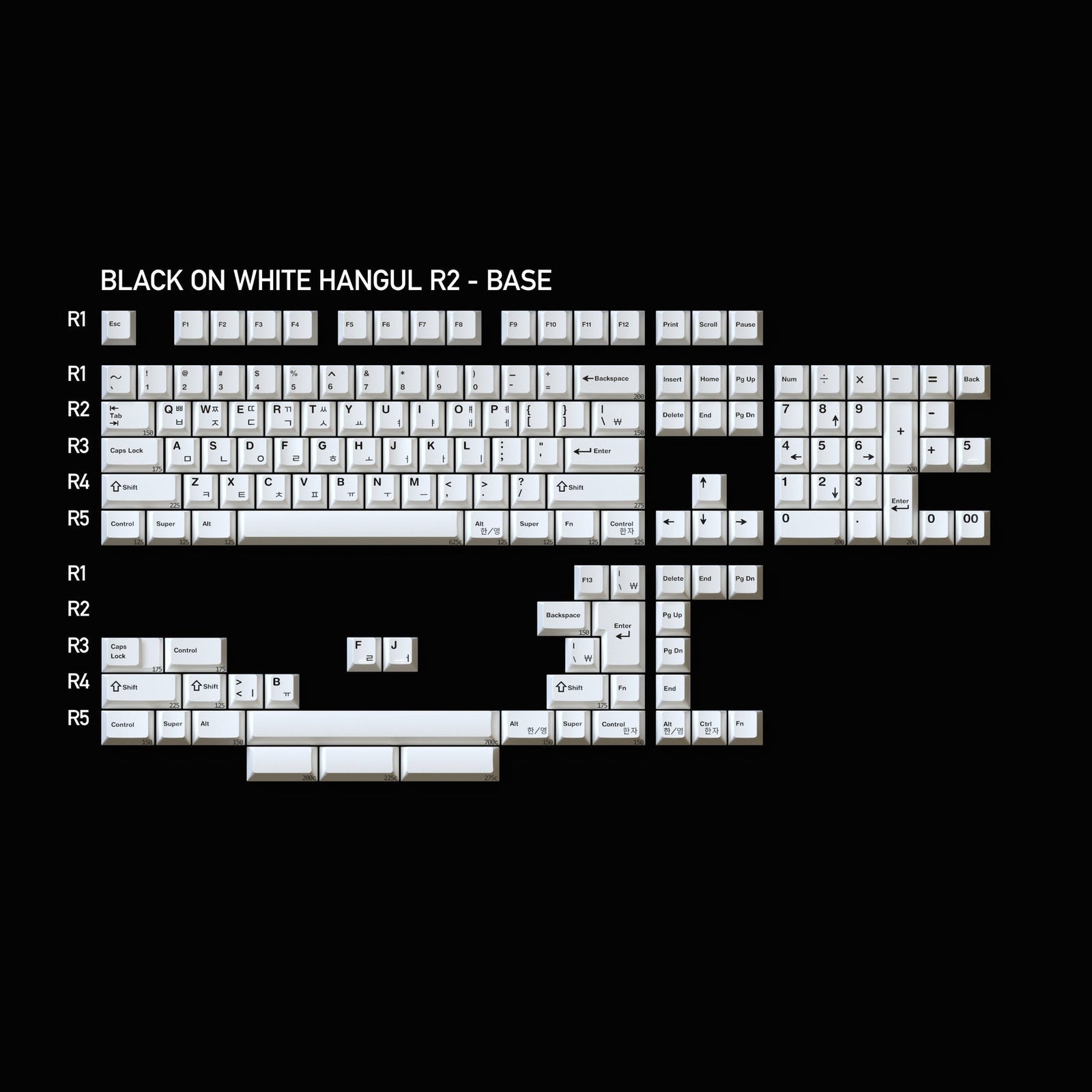 GMK CYL WoB and BoW Hangul R2 Keycaps